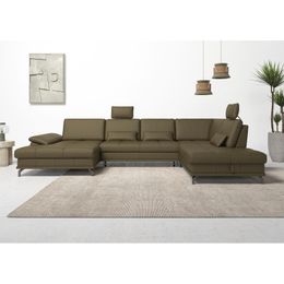 Places of Style Wohnlandschaft »Costello U-Form, B: 363 cm mit Sitztiefen-, Armteilverstellung &« 3 Nierenkissen, optional Bettfunktion &...