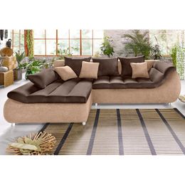 Inosign Ecksofa »Imolla modern, Breite 270cm, bequem, aktuelle Steppung im Sitz, L-Form« inkl. Bettfunktion und Bettkasten hellbraun/dunkelbraun