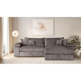 Home Affaire Ecksofa »Soft&Cosy XXL L-Form, B: 303 cm« Mega-Sofa, Cord oder Chenille-Struktur, mit Federkern & 4 Zierkissen taupe