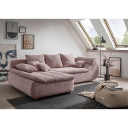Inosign Ecksofa »Imola, bequem, aktuelle Steppung im Sitz, L-Form, Breite 270cm« wahlweise mit Bettfunktion rosa
