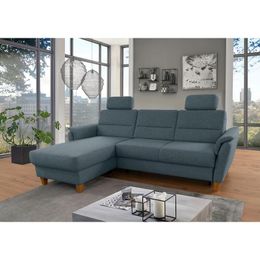 Home Affaire Ecksofa »Palmera L-Form, B: 244 cm« optional Bettfunktion & Bettkasten, Federkern blaugrau