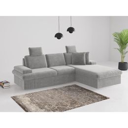 Sit & More SIT&MORE Ecksofa »Moreno L-Form, B: 247 cm« mit Armteilverstellung, optional Bettfunktion hellgrau