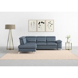 Sit & More SIT&MORE Ecksofa »Cabrio L-Form, B: 274 cm, mit Sitztiefen-, Arm- & Kopfteilverstellung« 3 Nierenkissen, Federkern, optional Bettfunktion und...