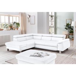 COTTA Ecksofa »Komaris L-Form, B: 249 cm« mit Kopfteilverstellung, optional Bettfunktion, Bettkasten & Licht weiß