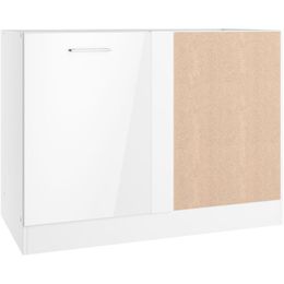 KOCHSTATION Eckunterschrank &raquo;KS-Milan&laquo; Eckunterschrank 110 cm, matte oder hochgl&auml;nzende Fronten wei&szlig; MDF