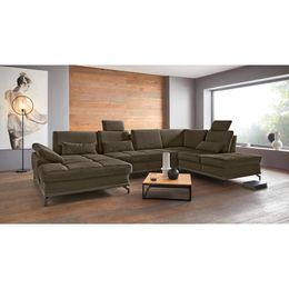 Places of Style Wohnlandschaft »Costello U-Form, B: 363 cm mit Sitztiefen-, Armteilverstellung &« 3 Nierenkissen, optional Bettfunktion &...