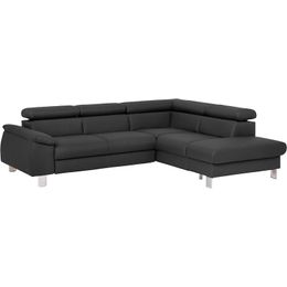 COTTA Ecksofa »Komaris L-Form, B: 249 cm« mit Kopfteilverstellung, optional Bettfunktion, Bettkasten & Licht schwarz