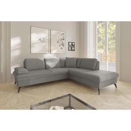 Sit & More SIT&MORE Ecksofa »Morris Jubi L-Form, B: 238 cm« mit Armteilfunktion & 1 Zierkissen, optional Bettfunktion grau