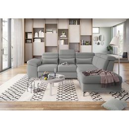 Sit & More SIT&MORE Ecksofa »Cabrio L-Form, B: 274 cm, mit Sitztiefen-, Arm- & Kopfteilverstellung« 3 Nierenkissen, Federkern, optional Bettfunktion und...