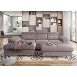 Sit & More SIT&MORE Ecksofa »Cabrio L-Form, B: 295 cm, mit Sitztiefen-, Arm- & Kopfteilverstellung« 2 Nierenkissen, Federkern, optional Bettfunktion und...
