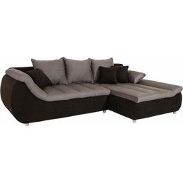 Inosign Ecksofa »Imolla modern, Breite 270cm, bequem, aktuelle Steppung im Sitz, L-Form« inkl. Bettfunktion und Bettkasten schwarz/grau
