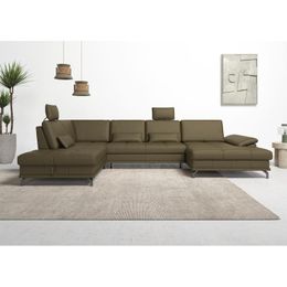 Places of Style Wohnlandschaft »Costello U-Form, B: 363 cm mit Sitztiefen-, Armteilverstellung &« 3 Nierenkissen, optional Bettfunktion &...