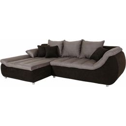 Inosign Ecksofa »Imolla modern, Breite 270cm, bequem, aktuelle Steppung im Sitz, L-Form« inkl. Bettfunktion und Bettkasten schwarz/grau