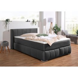 Home Affaire Boxspringbett &raquo;Chelles&laquo; inkl. Kaltschaumtopper, in 5 Breiten und 3 Matratzenarten grau Samtoptik (100% Polyester);Bezug der Spiegelfl&auml;che
