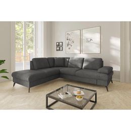 Sit & More SIT&MORE Ecksofa »Morris Jubi L-Form, B: 238 cm« mit Armteilfunktion & 1 Zierkissen, optional Bettfunktion grau