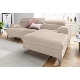 COTTA Ecksofa »Caluso L-Form« mit Kopfteilverstellung, wahlweise mit Bettfunktion & Bettkasten beige