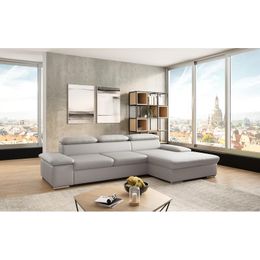 Sit & More SIT&MORE Ecksofa »Valantine L-Form, B: 286 cm« mit Arm- & Kopfteilverstellung, optional mit Bettfunktion light grey