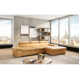 Sit & More SIT&MORE Ecksofa »Valantine L-Form, B: 286 cm« mit Arm- & Kopfteilverstellung, optional mit Bettfunktion curry