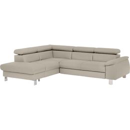 COTTA Ecksofa »Komaris L-Form, B: 249 cm« mit Kopfteilverstellung, optional Bettfunktion, Bettkasten & Licht grau