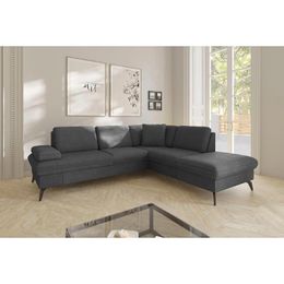 Sit & More SIT&MORE Ecksofa »Morris Jubi L-Form, B: 238 cm« mit Armteilfunktion & 1 Zierkissen, optional Bettfunktion anthrazit