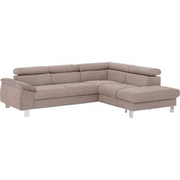 COTTA Ecksofa &raquo;Komaris L-Form, B: 249 cm&laquo; mit Kopfteilverstellung, optional Bettfunktion, Bettkasten & Licht braun Microfaser PRIMABELLE (100% 
