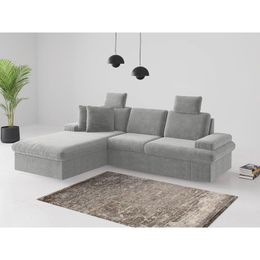 Sit & More SIT&MORE Ecksofa »Moreno L-Form, B: 247 cm« mit Armteilverstellung, optional Bettfunktion hellgrau
