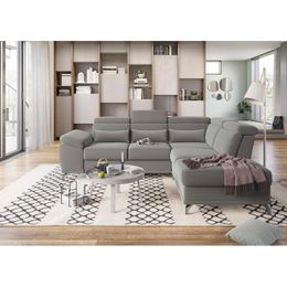 Sit & More SIT&MORE Ecksofa »Cabrio L-Form, B: 274 cm, mit Sitztiefen-, Arm- & Kopfteilverstellung« 3 Nierenkissen, Federkern, optional Bettfunktion und...