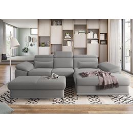 Sit & More SIT&MORE Ecksofa »Cabrio L-Form, B: 295 cm, mit Sitztiefen-, Arm- & Kopfteilverstellung« 2 Nierenkissen, Federkern, optional Bettfunktion und...