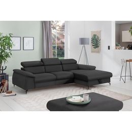 COTTA Ecksofa »Kitty L-Form, B: 242 cm« mit Kopfteilverstellung, optional Bettfunktion & Bettkasten black