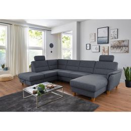 Home Affaire Wohnlandschaft »Palmera U-Form, B: 308 cm« optional Bettfunktion & Bettkasten, Federkern anthrazit