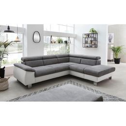 COTTA Ecksofa &raquo;Komaris L-Form, B: 249 cm&laquo; mit Kopfteilverstellung, optional Bettfunktion, Bettkasten & Licht wei&szlig; Microfaser PRIMABELLE (100% 