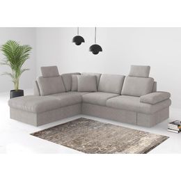 Sit & More SIT&MORE Ecksofa »Moreno L-Form, B: 238 cm« mit Armteilverstellung, optional Bettfunktion hellgrau
