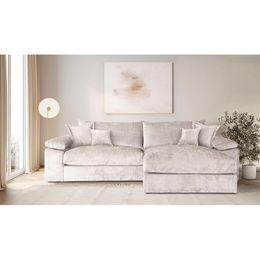 Home Affaire Ecksofa »Soft&Cosy XXL L-Form, B: 303 cm« Mega-Sofa, Cord oder Chenille-Struktur, mit Federkern & 4 Zierkissen beige