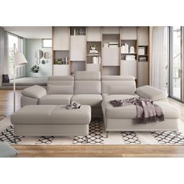 Sit & More SIT&MORE Ecksofa »Cabrio L-Form, B: 295 cm, mit Sitztiefen-, Arm- & Kopfteilverstellung« 2 Nierenkissen, Federkern, optional Bettfunktion und...