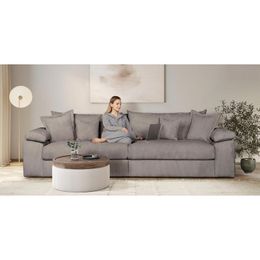 Home Affaire Big-Sofa »Soft&Cosy XXL, B: 303 cm« Mega-Sofa, Cord oder Chenille-Struktur, mit Federkern & 4 Zierkissen taupe 0