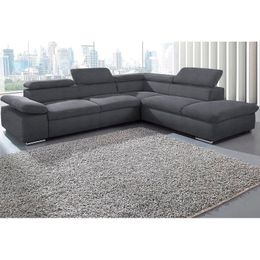 Sit & More sit&more Ecksofa &raquo;Valantine L-Form, B: 286 cm&laquo; mit Arm- & Kopfteilverstellung, optional mit Bettfunktion grau 100% Polyester;Luxus-Kunstleder/Struktur