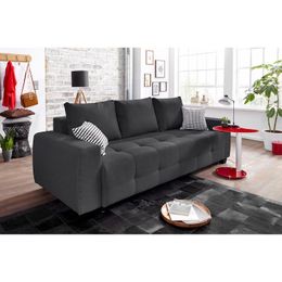 Collection AB Schlafsofa »Bella, B: 241 cm, Liegefl. 142x194 cm« mit Bettfunktion, Bettkasten & 2 Zierkissen, Federkern anthrazit