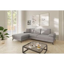 Sit & More SIT&MORE Ecksofa »Morris Jubi L-Form, B: 247 cm« mit Armteilfunktion & 1 Zierkissen, optional Bettfunktion hellgrau 0