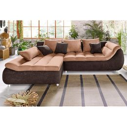 Inosign Ecksofa »Imolla modern, Breite 270cm, bequem, aktuelle Steppung im Sitz, L-Form« inkl. Bettfunktion und Bettkasten dunkelbraun/braun