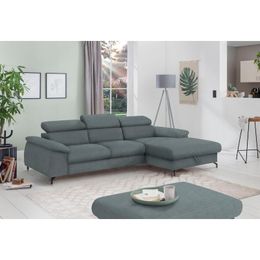 COTTA Ecksofa &raquo;Kitty L-Form, B: 242 cm&laquo; mit Kopfteilverstellung, optional Bettfunktion & Bettkasten grau Microfaser (100% Polyester);Flachgewebe (100%