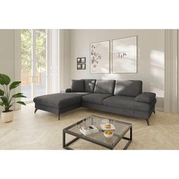 Sit & More SIT&MORE Ecksofa »Morris Jubi L-Form, B: 247 cm« mit Armteilfunktion & 1 Zierkissen, optional Bettfunktion grau