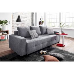 Collection AB Schlafsofa »Bella, B: 241 cm, Liegefl. 142x194 cm« mit Bettfunktion, Bettkasten & 2 Zierkissen, Federkern anthrazit