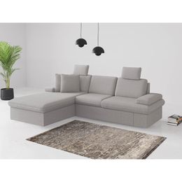 Sit & More SIT&MORE Ecksofa »Moreno L-Form, B: 247 cm« mit Armteilverstellung, optional Bettfunktion hellgrau