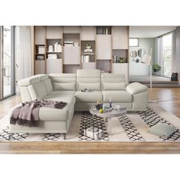 Sit & More SIT&MORE Ecksofa »Cabrio L-Form, B: 274 cm, mit Sitztiefen-, Arm- & Kopfteilverstellung« 3 Nierenkissen, Federkern, optional Bettfunktion und...
