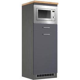 KOCHSTATION Backofen/K&uuml;hlumbauschrank &raquo;KS-Milan&laquo; Mikrowellen-K&uuml;hlschrankumbau 60 cm, matt oder hochgl&auml;nzend anthrazit grafitgrau