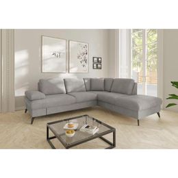 Sit & More SIT&MORE Ecksofa »Morris Jubi L-Form, B: 238 cm« mit Armteilfunktion & 1 Zierkissen, optional Bettfunktion hellgrau