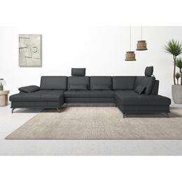 Places of Style Wohnlandschaft »Costello U-Form, B: 363 cm mit Sitztiefen-, Armteilverstellung &« 3 Nierenkissen, optional Bettfunktion &...