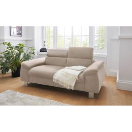 COTTA Polstergarnitur »Komaris, B: 177 bzw. 100 cm« Set, Set: 2er-Sofa & Hocker, mit Kopfteilverstellung beige +