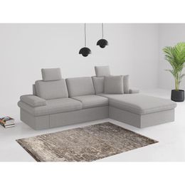 Sit & More SIT&MORE Ecksofa »Moreno L-Form, B: 247 cm« mit Armteilverstellung, optional Bettfunktion hellgrau