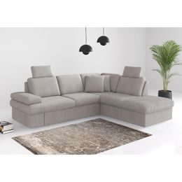 Sit & More SIT&MORE Ecksofa »Moreno L-Form, B: 238 cm« mit Armteilverstellung, optional Bettfunktion hellgrau